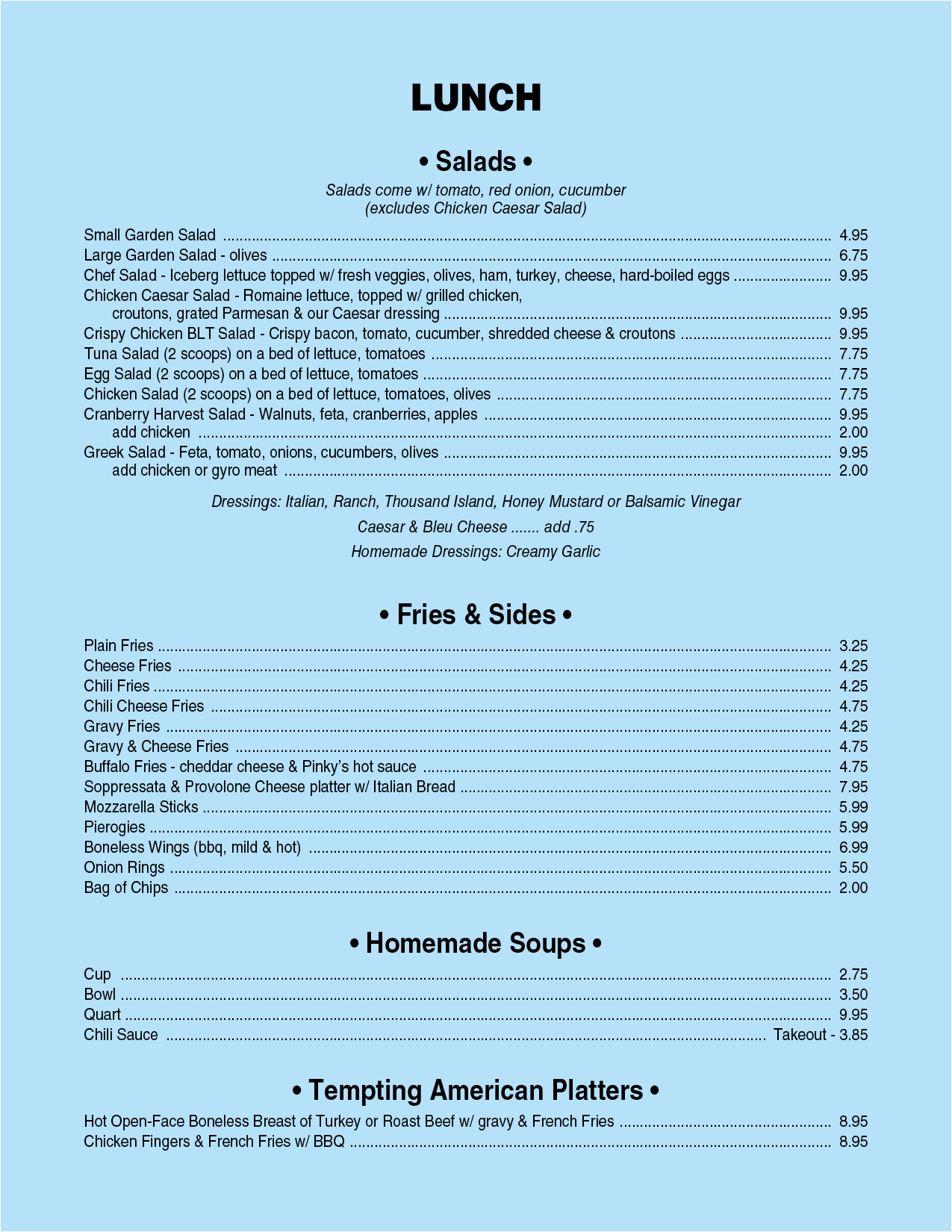 Menu – Pinky’s Family Restaurant