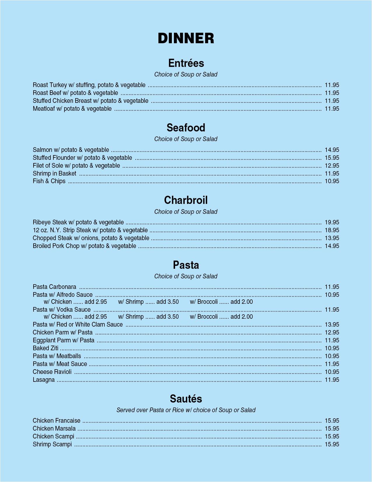 Menu – Pinky’s Family Restaurant
